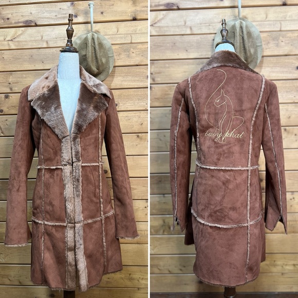 Baby Phat | Jackets & Coats | Baby Phat Brown Faux Suede Faux Fur Long ...